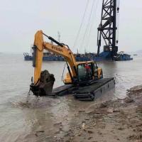 China Factory Customized 5-30 Ton Amphibious Excavator Undercarriage Floating Pontoon River Dredging Swamp Digger Equipment for sale