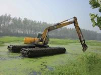 China Factory Customized 5-30 Ton Amphibious Excavator Undercarriage Floating Pontoon River Dredging Swamp Digger Equipment for sale