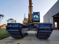 China Factory Customized 5-30 Ton Amphibious Excavator Undercarriage Floating Pontoon River Dredging Swamp Digger Equipment for sale