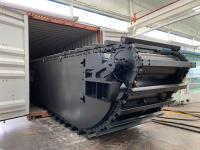 China Customized Excavator Pontoon Amphibious Undercarriage Float Tank for Wet Land Water Work Equipment Supplier for sale