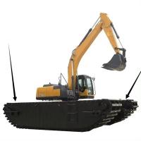 China Amphibious Excavator Pontoon Float Undercarriage with Crawler Chain for Reservoir Dredging Sand Gravel Soil Tanks for sale