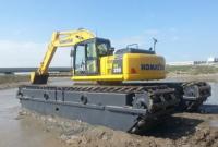 China Amphibious Excavator Pontoon Float Undercarriage with Crawler Chain for Reservoir Dredging Sand Gravel Soil Tanks for sale