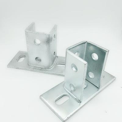 China 4 Holes 12 Gauge Steel Strut Channel Fitting Base For Secure Channel Support for sale