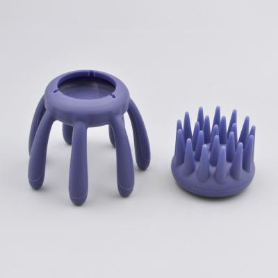 China Custom Silicone Head Massager Shampoo Brush Food Grade Scalp Cleanser 2 in 1 for sale