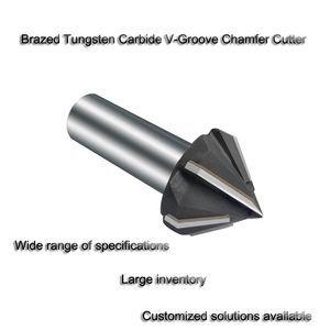 China 90-Degree Brazed Tungsten Carbide Chamfer and V-Groove Cutter for CNC Milling and Edge Finishing for sale