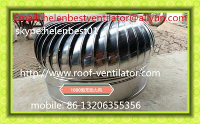 China 1000mm Stainless Steel Wind Driven Roof Turbo Ventilator for Warehouse Ventilation for sale