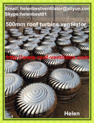 China 500mm Wind Driven Roof Turbo Ventilator Stainless Steel for Warehouse Workshop Ventilation for sale