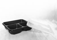 China 3 Dividers Disposable Plastic Food Packaging 192x192x40mm Disposable Compartment Tray With Lids for sale