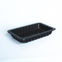 China 220 X 140 X 35MM PP Disposable Plastic Blister Tray Rectangle Black Plastic Meat Trays for sale
