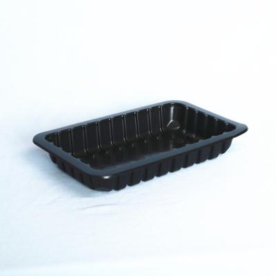 China 220 X 140 X 35MM PP Disposable Plastic Blister Tray Rectangle Black Plastic Meat Trays for sale