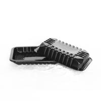 China 200 X 140 X 20 MM Disposable Plastic Food Trays Black Disposable Vegetable Tray for sale