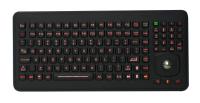 China Backlit Black Silicone Industrial Keyboard With Optical Trackball And F1 - F24 Keys for sale