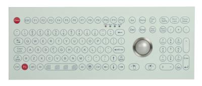China 108 Keys Durable Flat Industrial Membrane Keyboard With Laser Trackball for sale