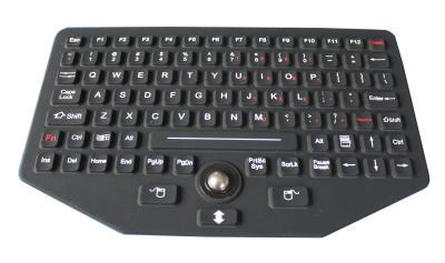 China 92 Keys Black Silicone Industrial Keyboard With IP68 Optical Trackball for sale