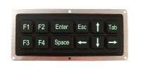 China black 12 keys silicone industrial keypad with green backit USB interface for sale