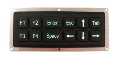 China black 12 keys silicone industrial keypad with green backit USB interface for sale