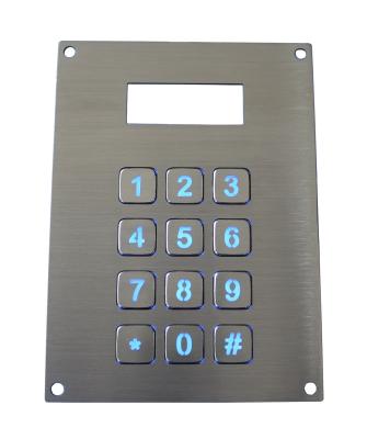 China IP67 12 keys dot matrix dynamic waterproof blue backlit metal keypad with LCD for sale