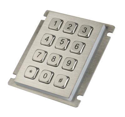 China 12 keys IP65 dust proof  long stroke stainless steel keypad with top panel mounting for sale