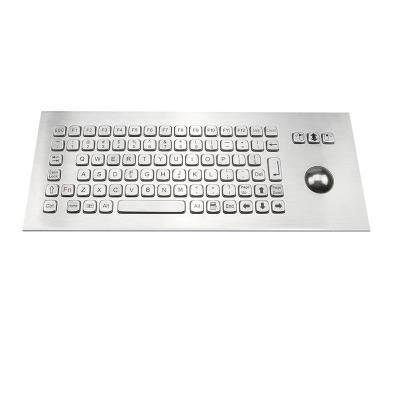 China Industrial Ruggedized Keyboard Built In Trackball Vandal Proof Brushed Stainless Steel for sale