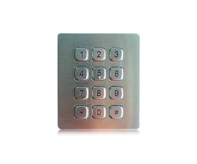 China 12 Keys Industrial Stainless Steel Keypad Vandal Proof Numeric Keypad For ATM for sale
