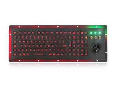 China Industrial Metal Backlit USB Keyboard With 25mm Optical Trackball For Outdoor Application for sale