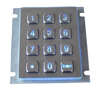 China Dustproof Weatherproof Metal Keypad 12 Keys Access Control With 2.0mm Long Stroke for sale