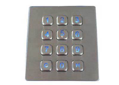 China Rugged Backlit 12 Keys Koisk Metal Keypad Dot Matrix Interface For Access Control System for sale