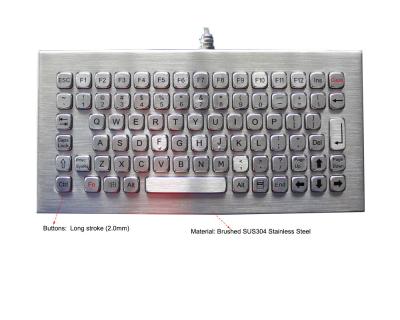 China Brushed Stainless Steel Ruggedized Keyboard IP68 Vandal Resistant for sale