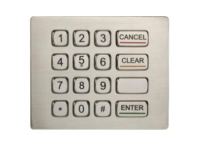 China 4x4 IP67 Panel Mount Numeric Keypad Vandal Proof Stainless Steel for sale