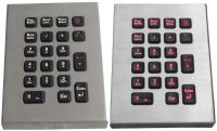 China IP65 21 key marine keyboard , stainless steel keyboard with red backlight for sale