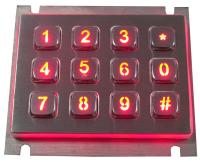 China 12 keys USB IP65 dynamic metal keypad with red or blue backlight vandal resistant for sale