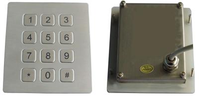 China RS232 interface dustproof industrial flat key ATM metal keypad 12 key for sale