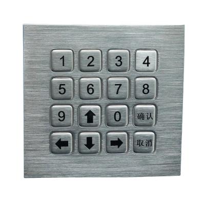 China 16 Keys Stainless Steel Keypad IP67 Dynamic Washable Vandal Resistant Keypad for sale