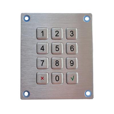 China SUS304 Brushed Metal Numeric Keypad IK09 12 Keys Compact Format For Bank Kiosks for sale