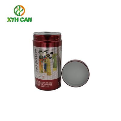 China Food Tin Can Commercial Round Metal Tea Container All-Over Printing for sale