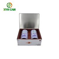 China Tea Tin Can Commercial Two Round Tin Plate Containers Box 90×145 mm for sale