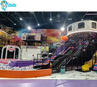 China Kids Interactive Indoor Commercial Athletic Playground Plastic Double Slide Park for sale
