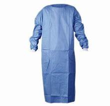 China 65g Blue Waterproof Anti Static Disposable Doctor Gowns Without Hood for sale