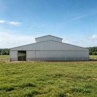 China Prefab Steel Structure Cow House Column-Free Ranch Cattle Barn 6-25m Span for sale