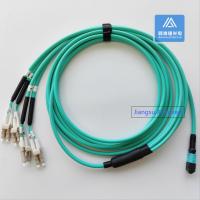 China 8 Core OM3 Armored MPO Patch Cord 3.5m With MPO and LC 5.0mm Aque LSZH for sale