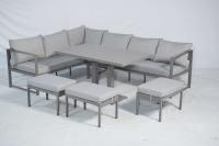 China Outdoor Aluminum L Sectional Sofa Set With Height Adjustable Dining Table, Patio Garden Conversation Furniture Set for sale