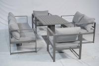 China Outdoor Aluminum L Sectional Sofa Set With Height Adjustable Dining Table, Patio Garden Conversation Furniture Set for sale