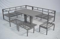 China Outdoor Aluminum L Sectional Sofa Set With Height Adjustable Dining Table, Patio Garden Conversation Furniture Set for sale