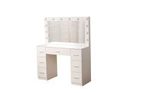 China French Style Vanity Table with Hollywood Bulb Mirror, Curved Leg Design, Multi-color Optional, Multiple Mirror Shapes Available, Comes with Drawers & Cushioned Stool, Bedroom Makeup Vanity Set for sale