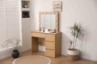 China French Style Vanity Table with Hollywood Bulb Mirror, Curved Leg Design, Multi-color Optional, Multiple Mirror Shapes Available, Comes with Drawers & Cushioned Stool, Bedroom Makeup Vanity Set for sale