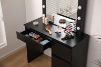 China French Style Vanity Table with Hollywood Bulb Mirror, Curved Leg Design, Multi-color Optional, Multiple Mirror Shapes Available, Comes with Drawers & Cushioned Stool, Bedroom Makeup Vanity Set for sale
