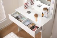 China French Style Vanity Table with Hollywood Bulb Mirror, Curved Leg Design, Multi-color Optional, Multiple Mirror Shapes Available, Comes with Drawers & Cushioned Stool, Bedroom Makeup Vanity Set for sale