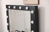 China French Style Vanity Table with Hollywood Bulb Mirror, Curved Leg Design, Multi-color Optional, Multiple Mirror Shapes Available, Comes with Drawers & Cushioned Stool, Bedroom Makeup Vanity Set for sale