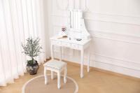 China French Style Vanity Table with Hollywood Bulb Mirror, Curved Leg Design, Multi-color Optional, Multiple Mirror Shapes Available, Comes with Drawers & Cushioned Stool, Bedroom Makeup Vanity Set for sale