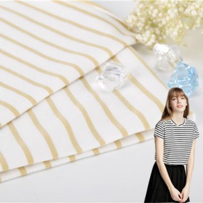 China 175cm Width 170gsm Single Jersey Fabric - 95% Cotton 5% Spandex Striped Knit for T-Shirts and Hoodies for sale